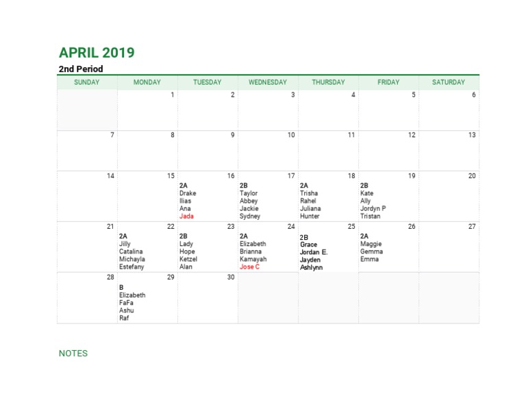 April 2019 Class Schedule | PDF