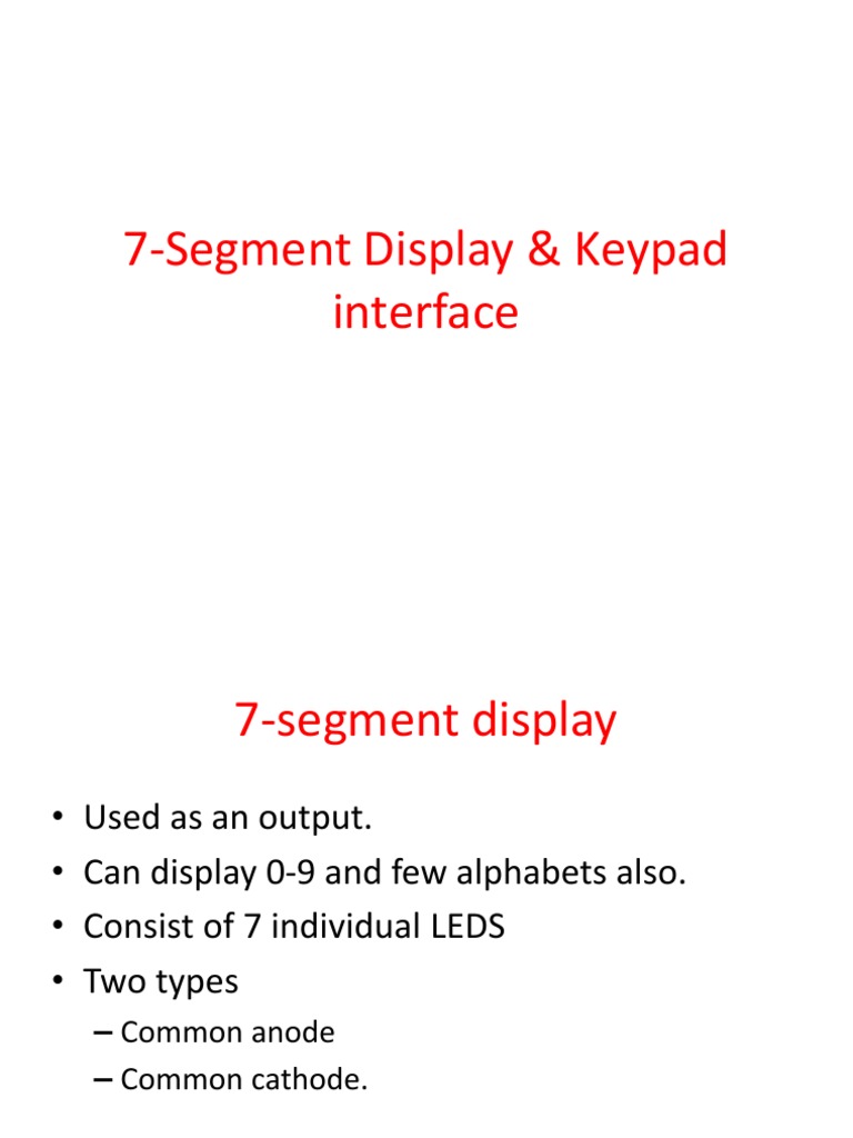 7-Segment Display & Keypad Interface | PDF | Computer Architecture ...