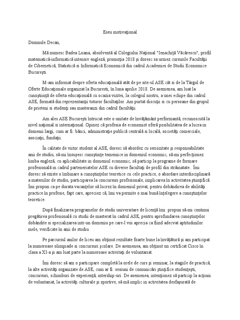 Eseu Motivational | PDF