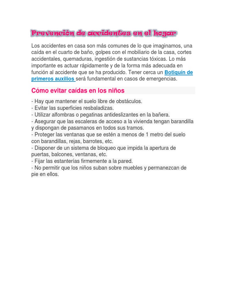 Prevención de Accidentes en El Hogar | PDF