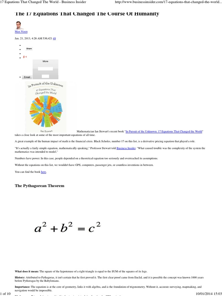 17 Equations That Changed The World - Business Insider | PDF | General ...