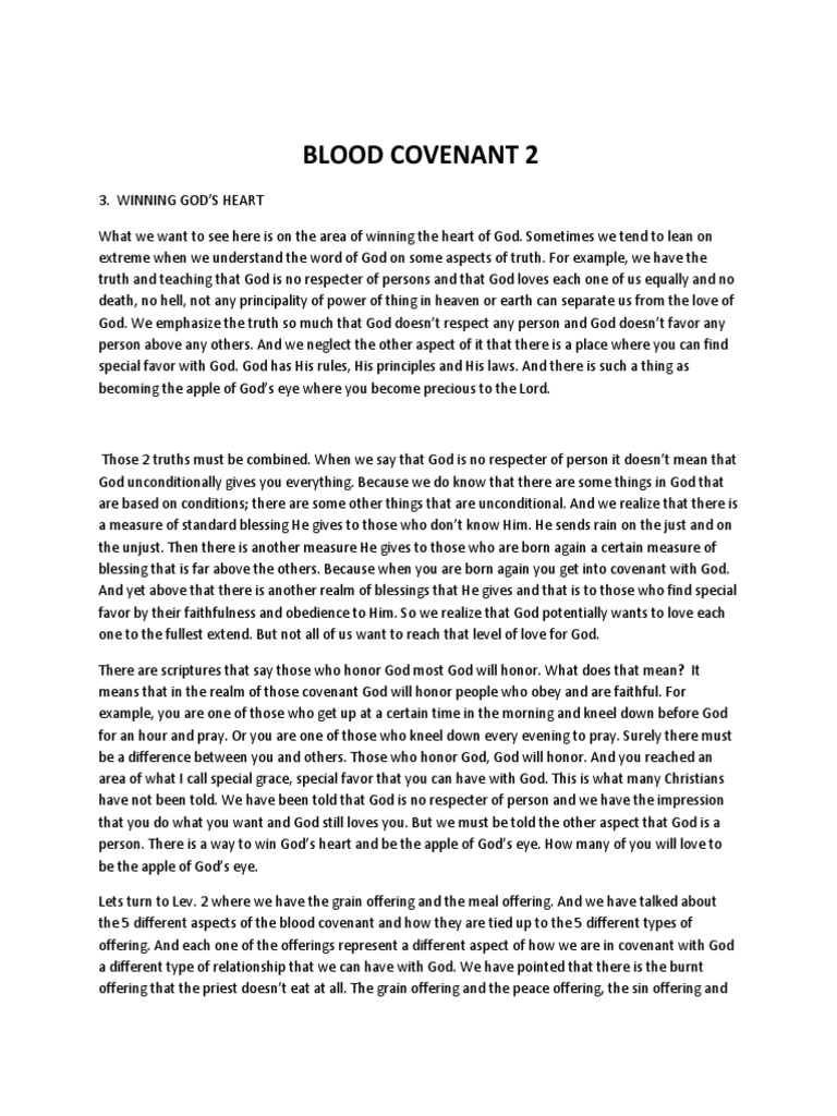 Blood Covenant With GOD | PDF | Cain And Abel | Christianity