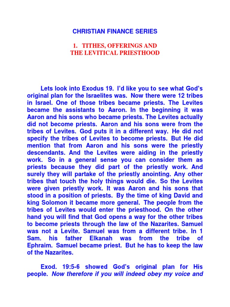 Christian Finance Series | PDF | Aaron | Tithe