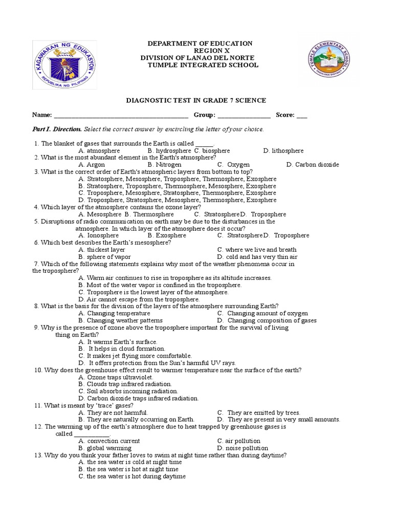 Grade 7 | PDF | Atmosphere Of Earth | Greenhouse Effect