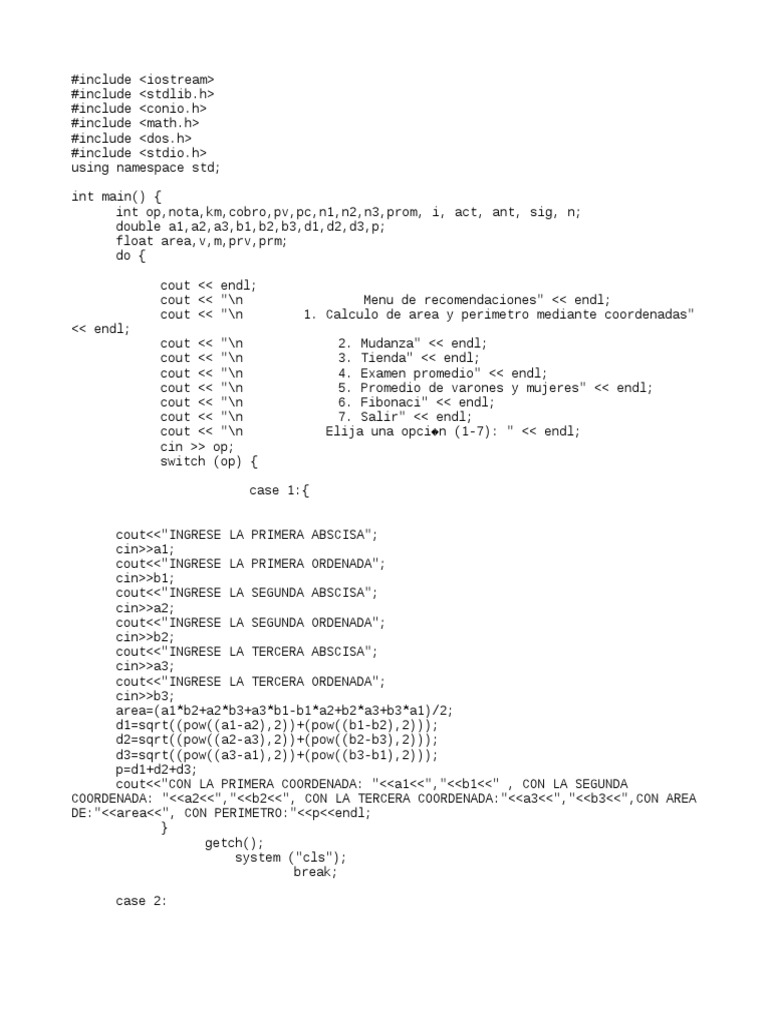 Ejemplo de C++ | PDF | C ++ | Programación de computadoras