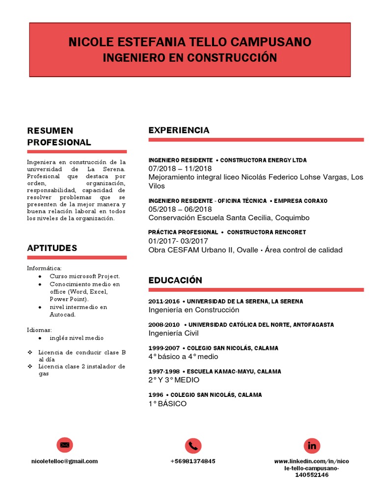 Curriculum Vitae Nicole Tello C | PDF | Ingeniería | Ciencia y Tecnología