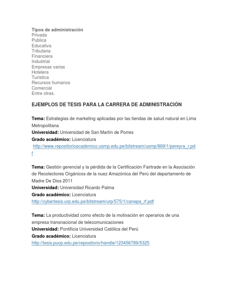 Ejemplos de Titulos de Tesis | Marketing | Universidad