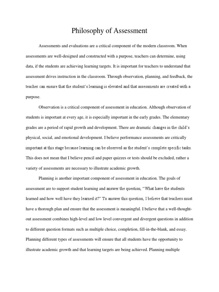 Philosophy of Assessment | PDF | Educational Assessment | Education Theory