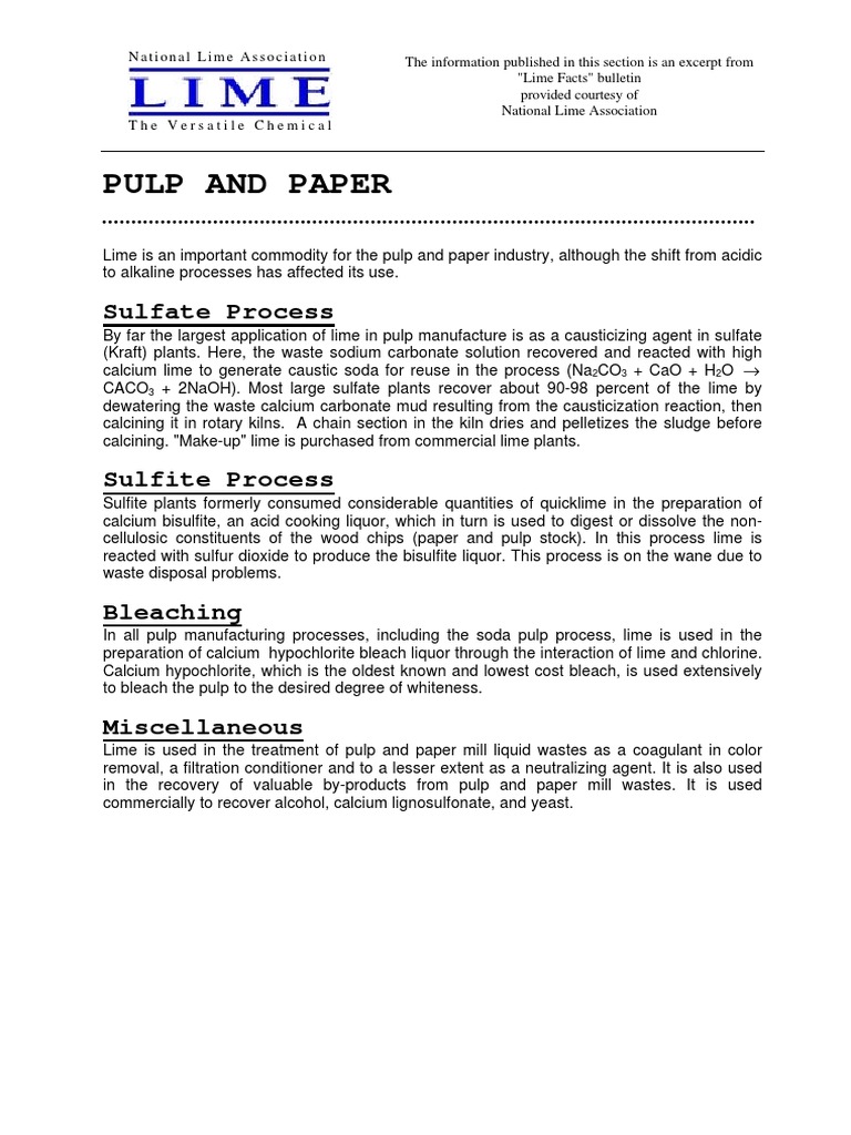Pulp and Paper: Sulfate Process | PDF