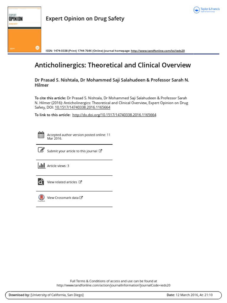 Anticholinergics Theoretical and Clinical Overview PDF | PDF ...