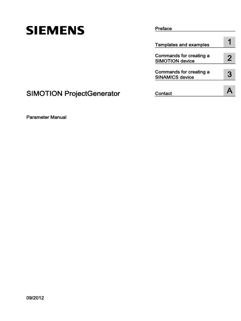 SIMOTION ProjectGenerator Parameter Manual V1 2 PDF | PDF | Data Type | Parameter (Computer ...