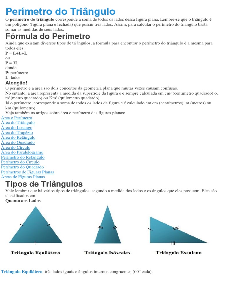 Perímetro Do Triângulo Hoje | PDF | Triângulo | Área
