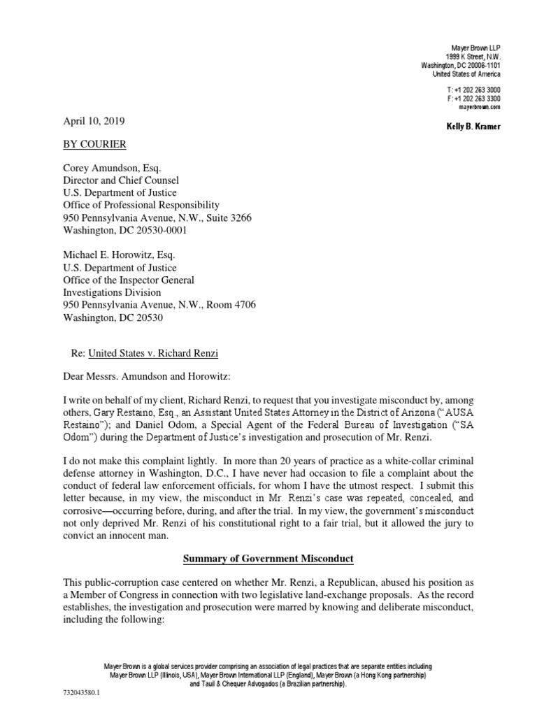 DOJ Complaint Letter | United States Department Of Justice | Complaint