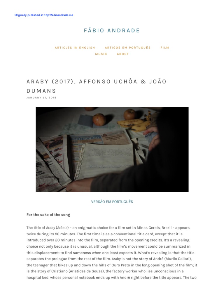 Araby (2017), Affonso Uchôa & João Dumans | PDF | Narrative | Storytelling