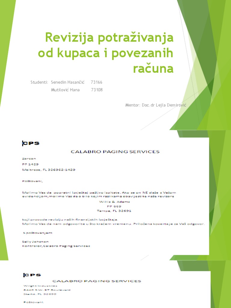 Revizija Potrazivanja Od Kupaca I Povezanih Racuna | PDF