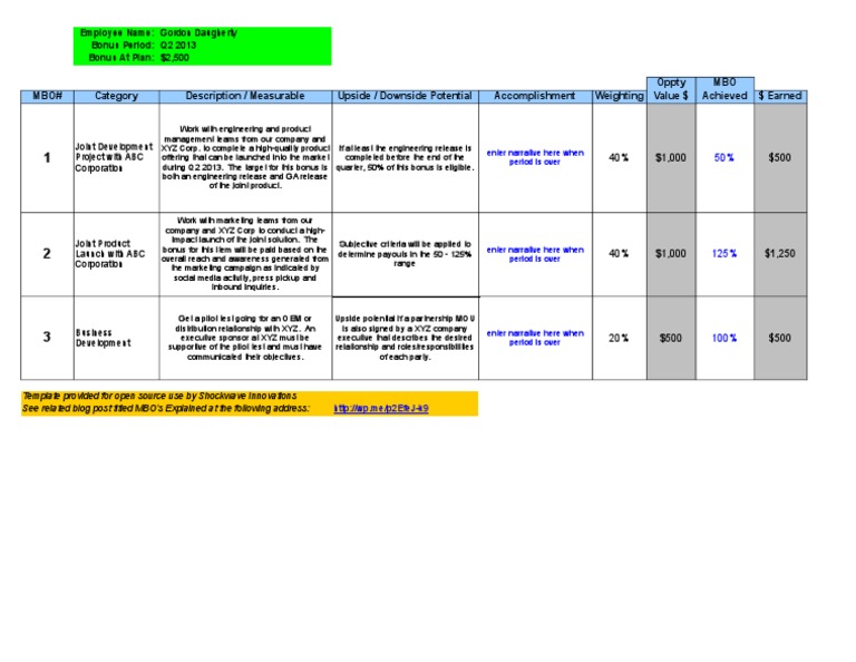 Mbo Template | PDF | Marketing | Business Economics