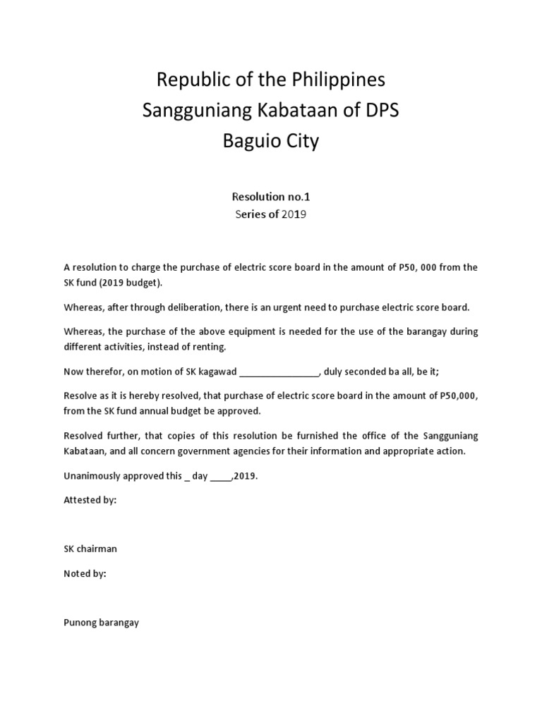 Republic of The Philippines Sangguniang Kabataan of DPS Baguio City | PDF
