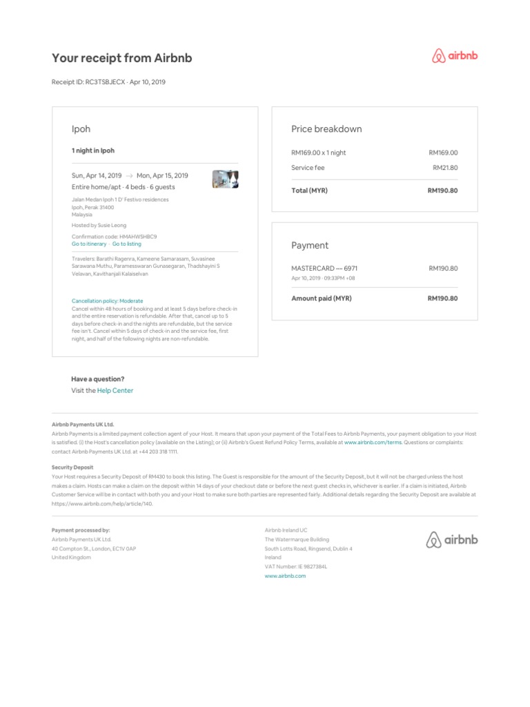 Your Payment Receipt PDF | PDF | Airbnb | Fee