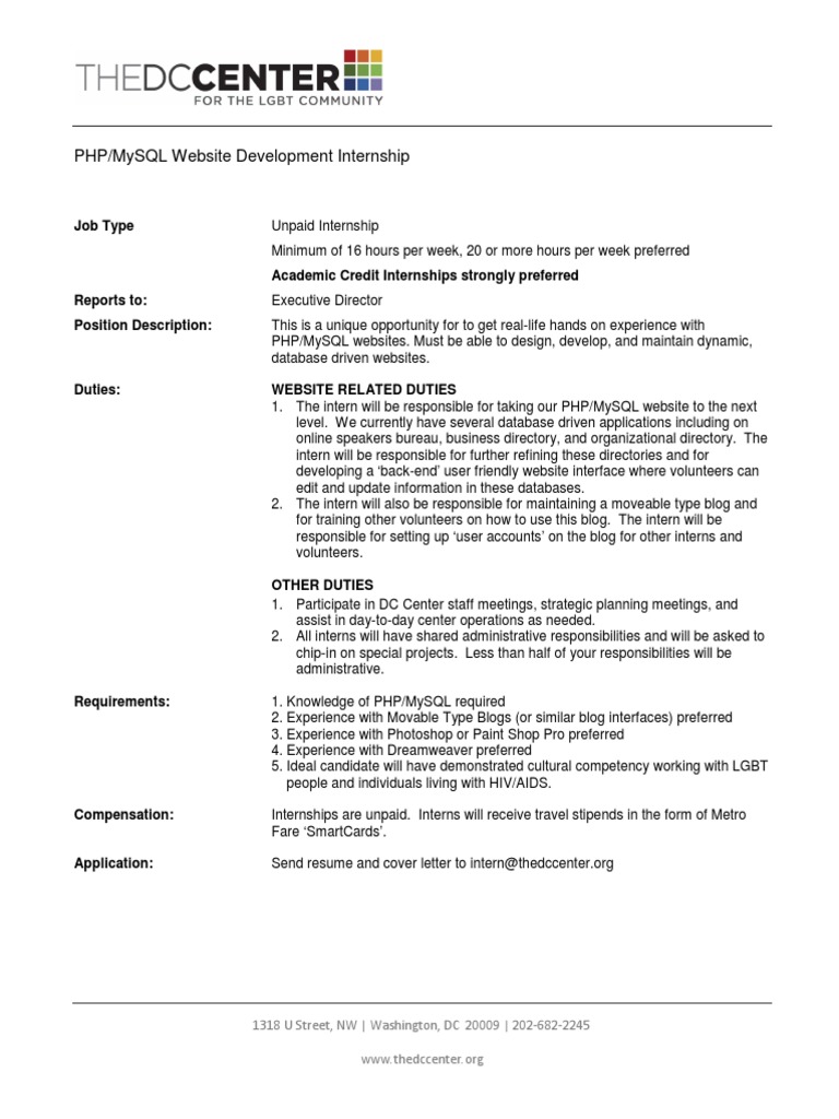 Web Development Intern | PDF | Web Development | Internship