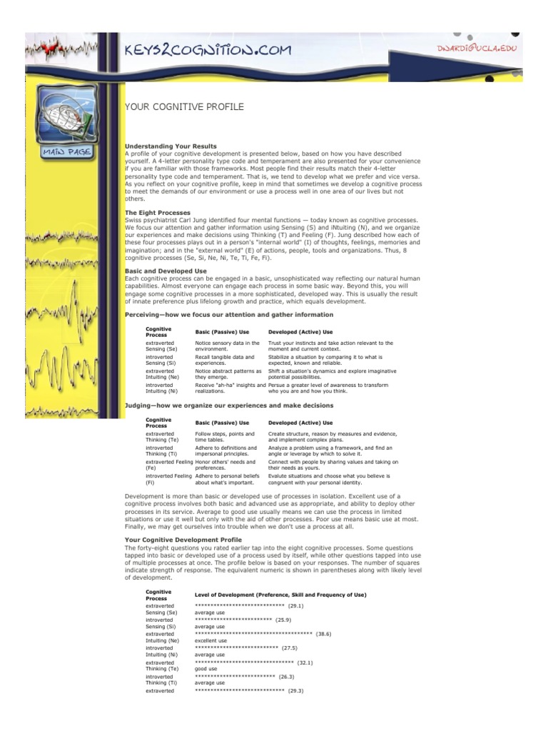 Keys 2 Cognition - Cognitive Processes | PDF | Extraversion And Introversion | Personality Type