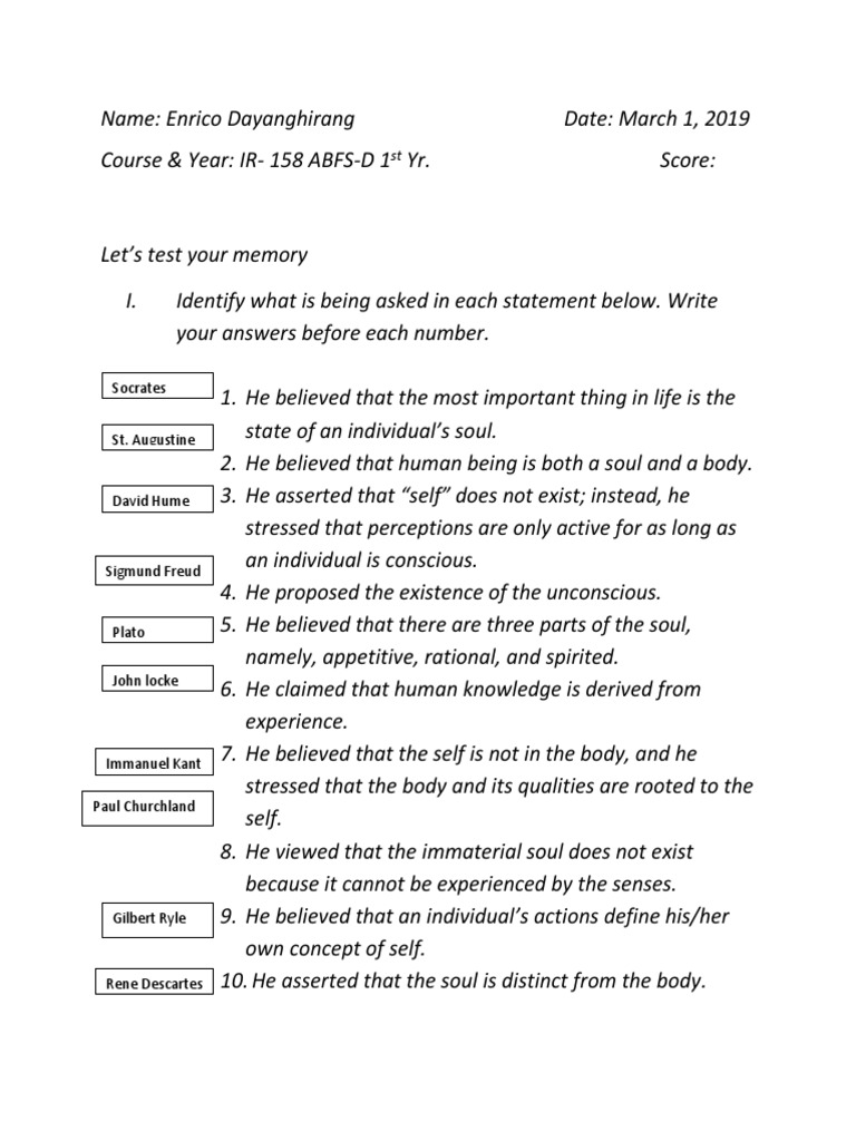 Sample | PDF | Philosophy Of Self | Soul