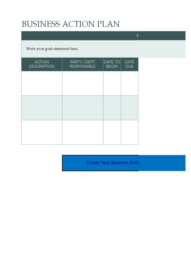 Business Action Plan Template Guide | PDF