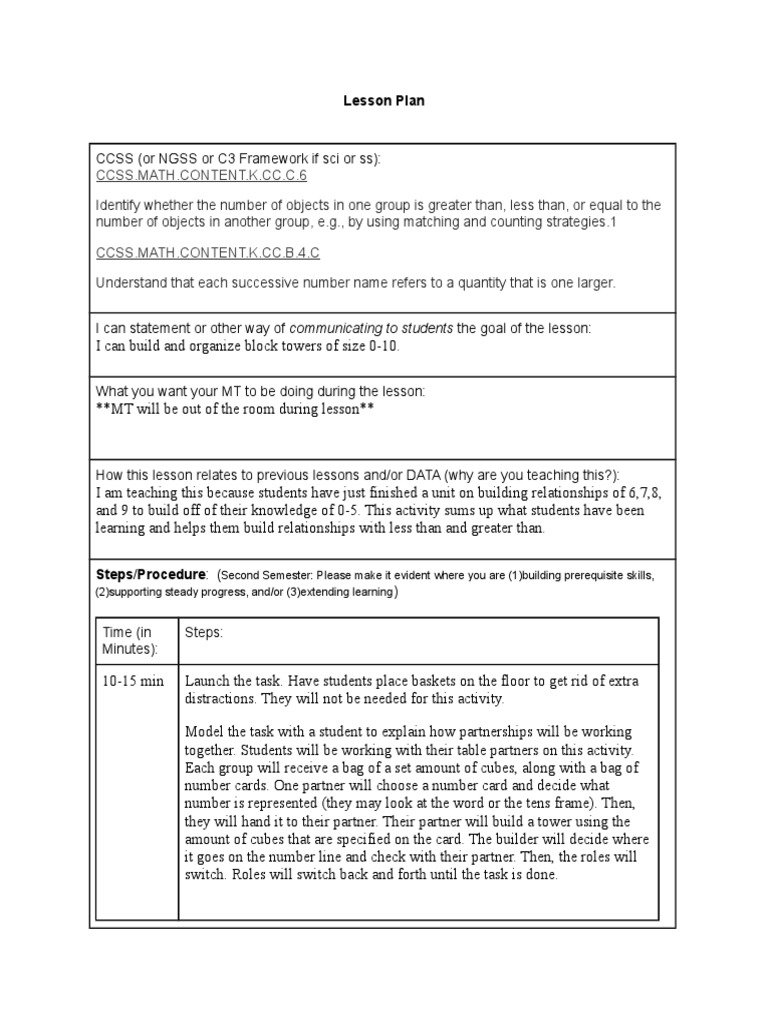 Lesson Plan Math | PDF | Behavior Modification | Epistemology