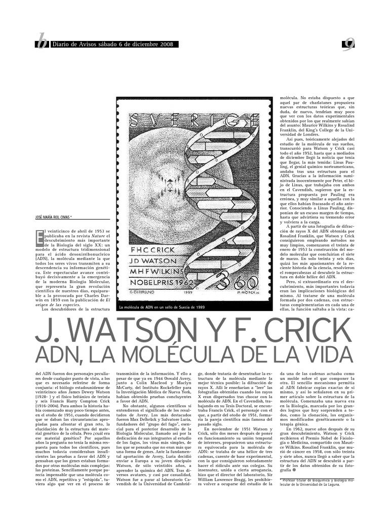 Watson y Crick PDF | PDF | Francis Crick | James Watson