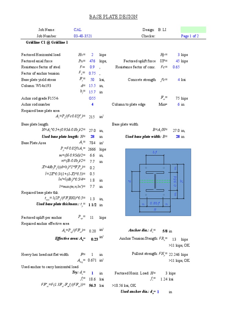 Base Plate (Template) | PDF | Strength Of Materials | Building Engineering