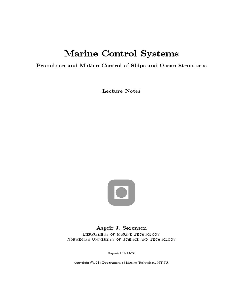 Marine Control Systems PDF | PDF | Control Theory | Differential Equations