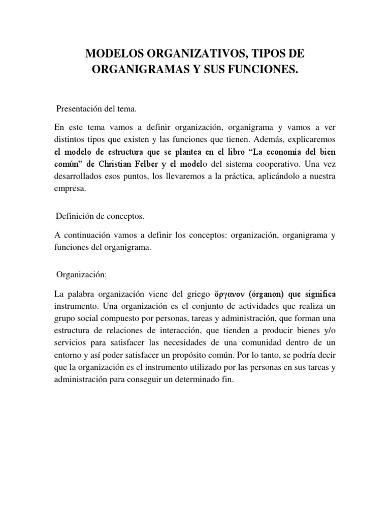 Modelos Organizativos y Organigramas | PDF | Palabra | Información