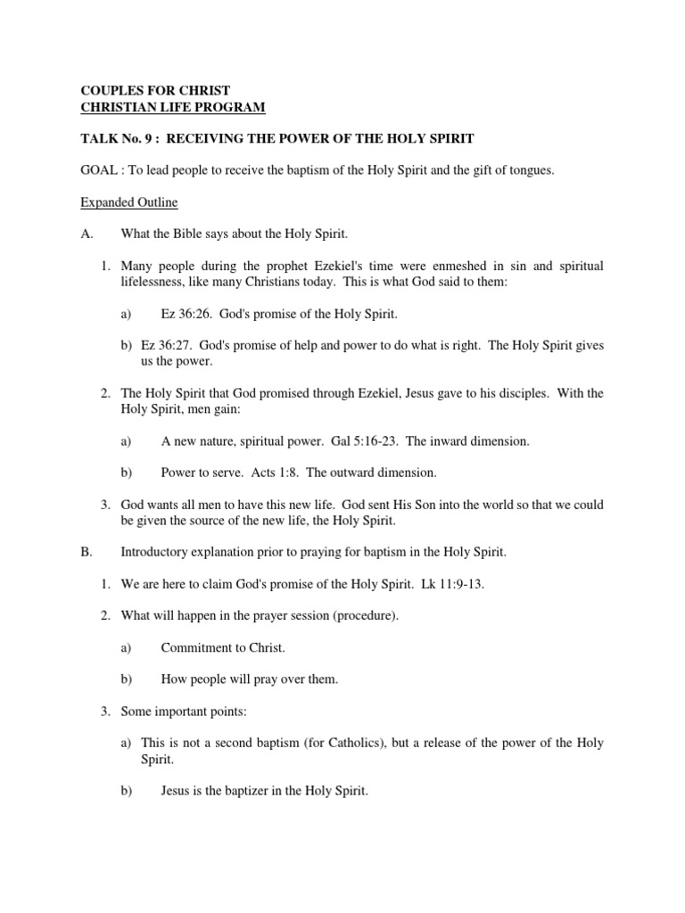 CLP Talk 9 | PDF | Baptism | Prayer