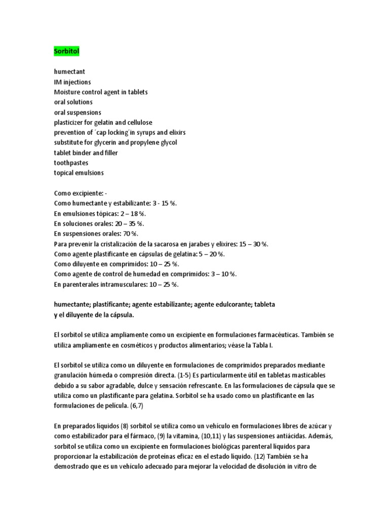 Excipientes Jarabe | PDF | Sustituto de azúcar | Ph