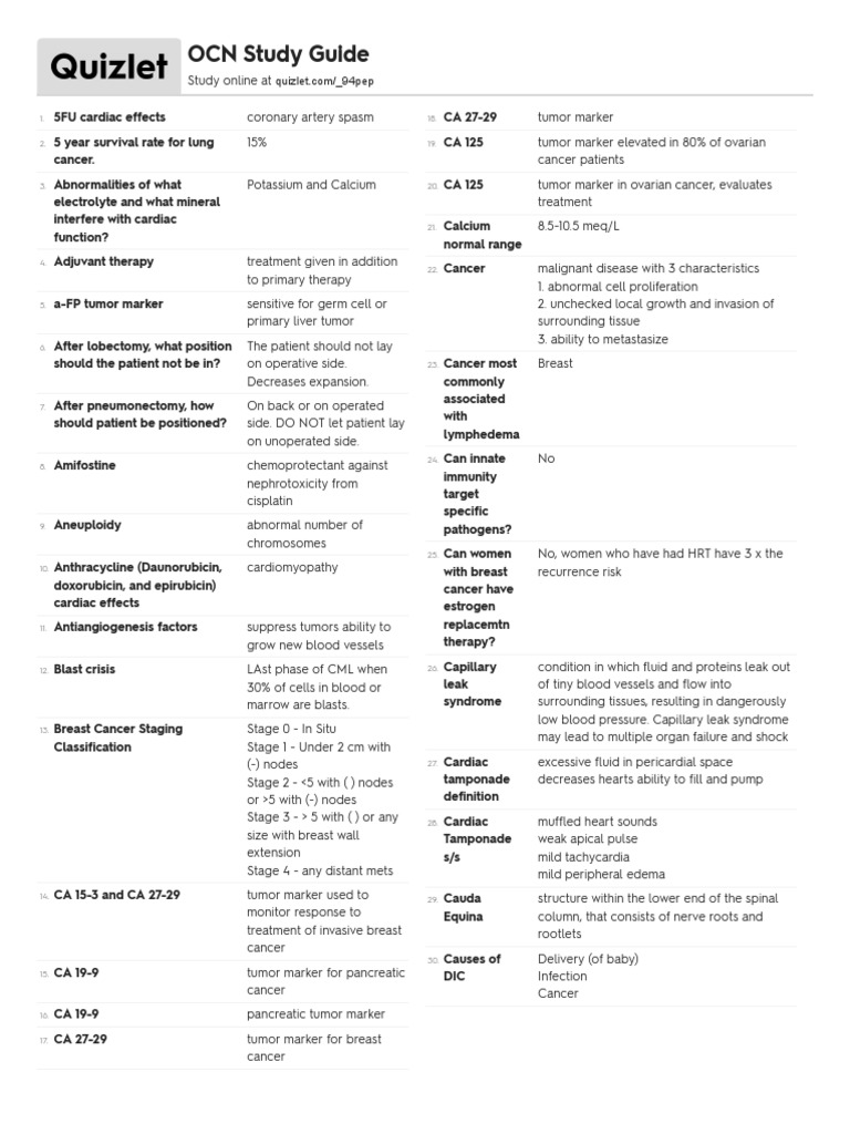 OCN Study Guide | PDF | Cancer | Immune System