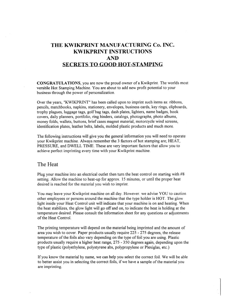 Kwikprint Manual | PDF