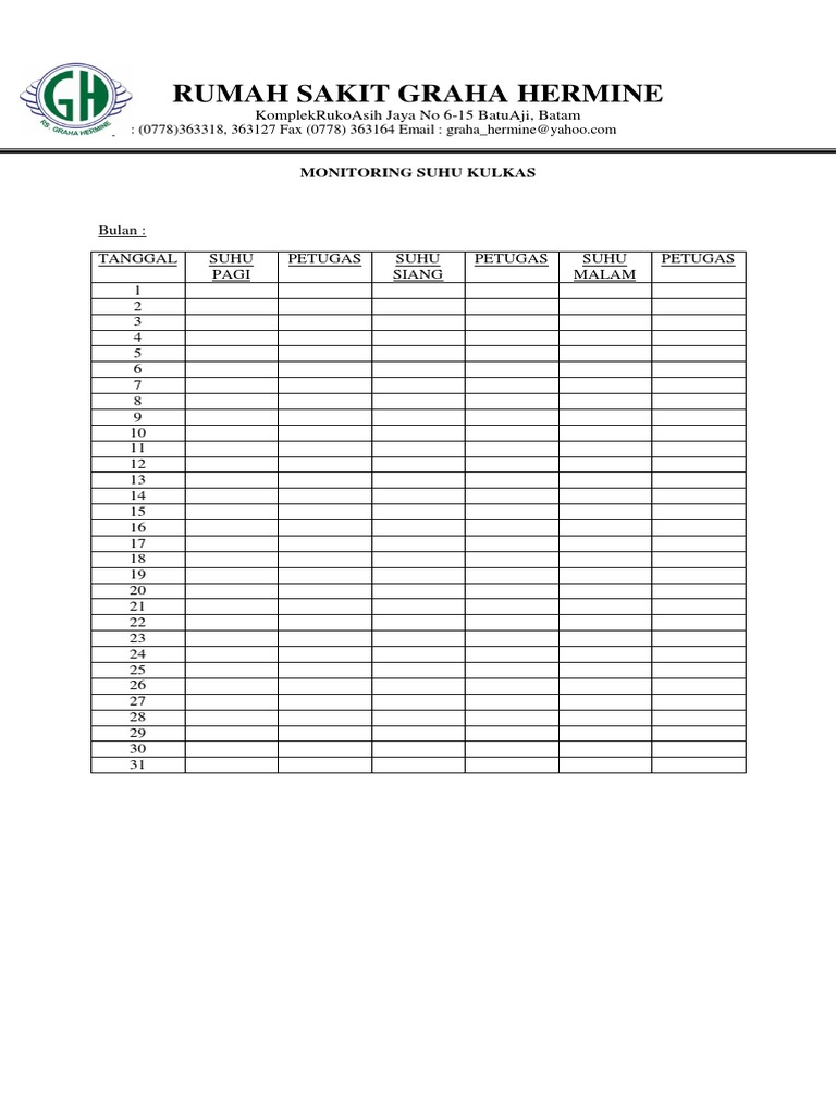 3 Form Monitoring Suhu Kulkas | PDF