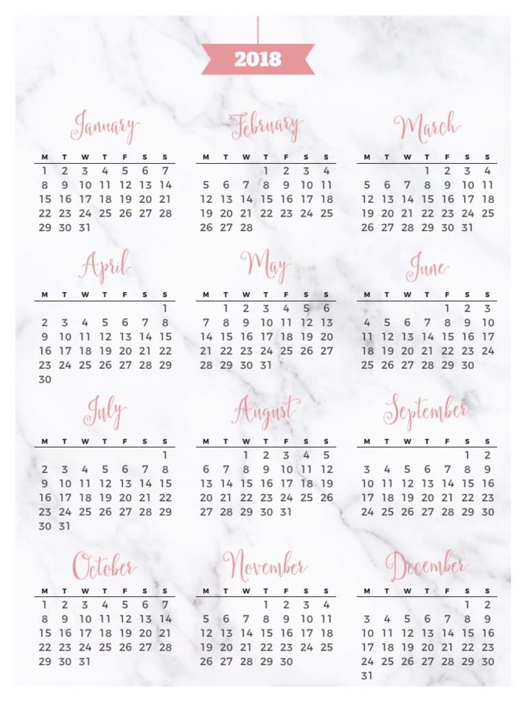 2018 Year at A Glance | PDF