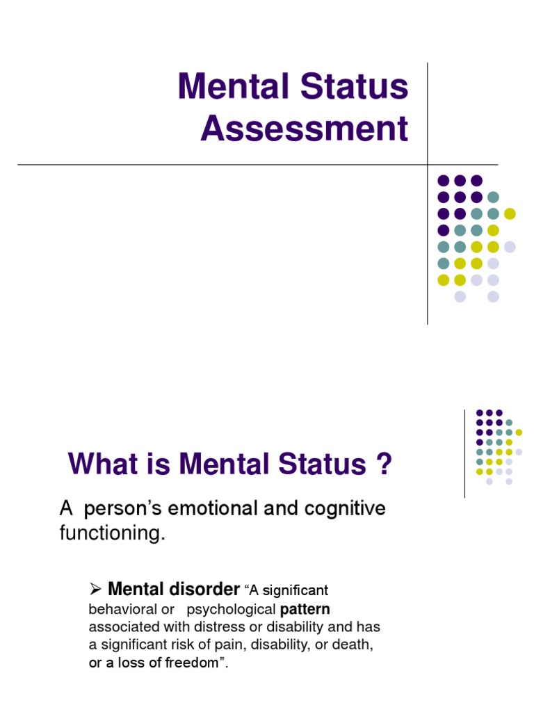 3 - Mental Status Assessment | PDF | Anxiety Disorder | Thought