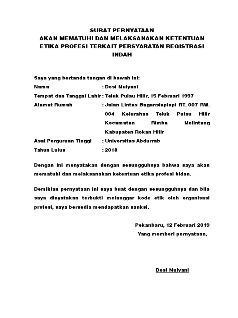 Surat Pernyataan STR | PDF