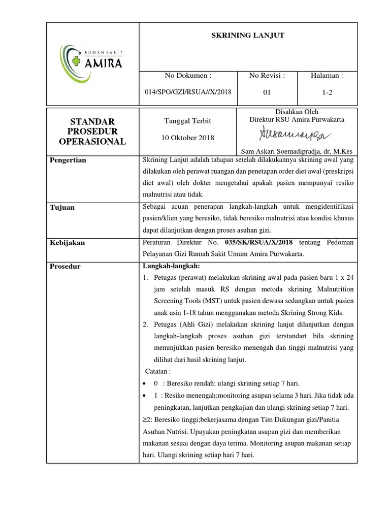 Sop Skrining Gizi | PDF