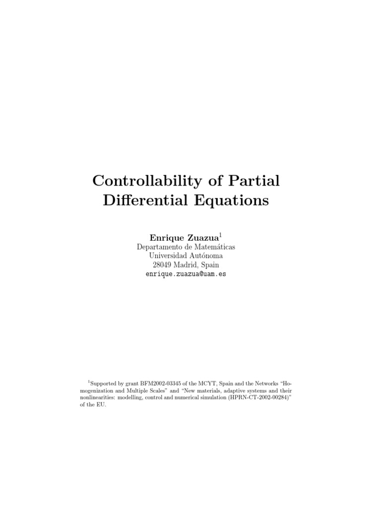 Controllability of Partial Differential Equations | PDF | Control Theory | Nonlinear System