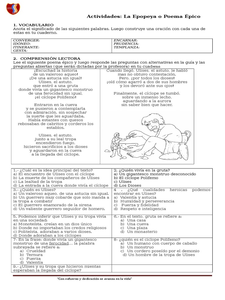 8 ° BÁSICO - LENGUA Y LITERATURA - GUÍA GÉNERO ÉPICO | Poesía épica ...