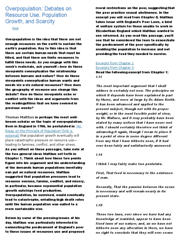 Overpopulation: Debates On Resource Use, Population Growth, and ...