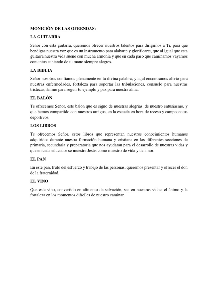Monición de Las Ofrendas | PDF | Religión y creencia