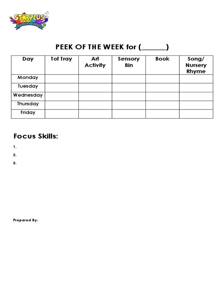 Weekly Peek Overview Template | PDF | Language Arts & Discipline | Art