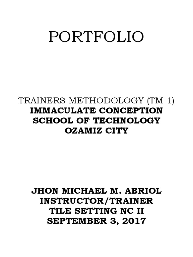 Portfolio: Trainers Methodology (TM 1) | PDF