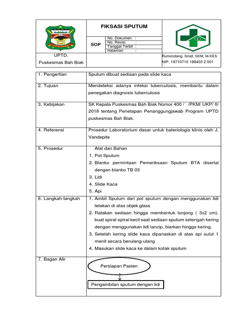 12 Sop Fiksasi Sputum | PDF