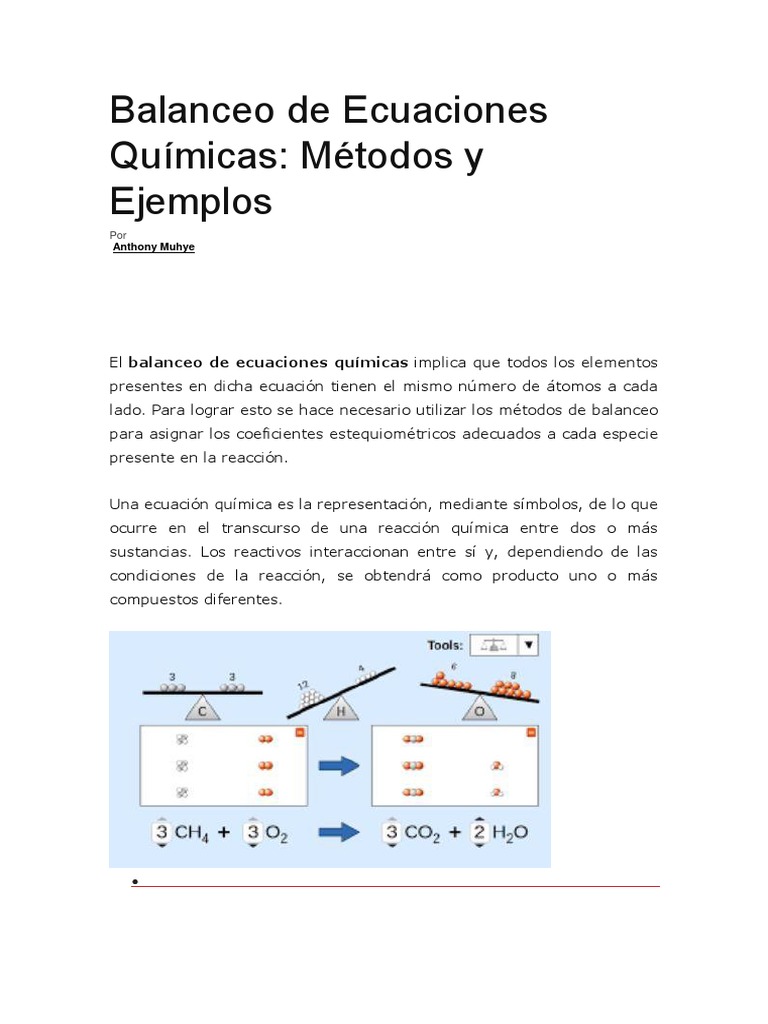 Balanceo de Ecuaciones Químicas | PDF | Estequiometría | Redox