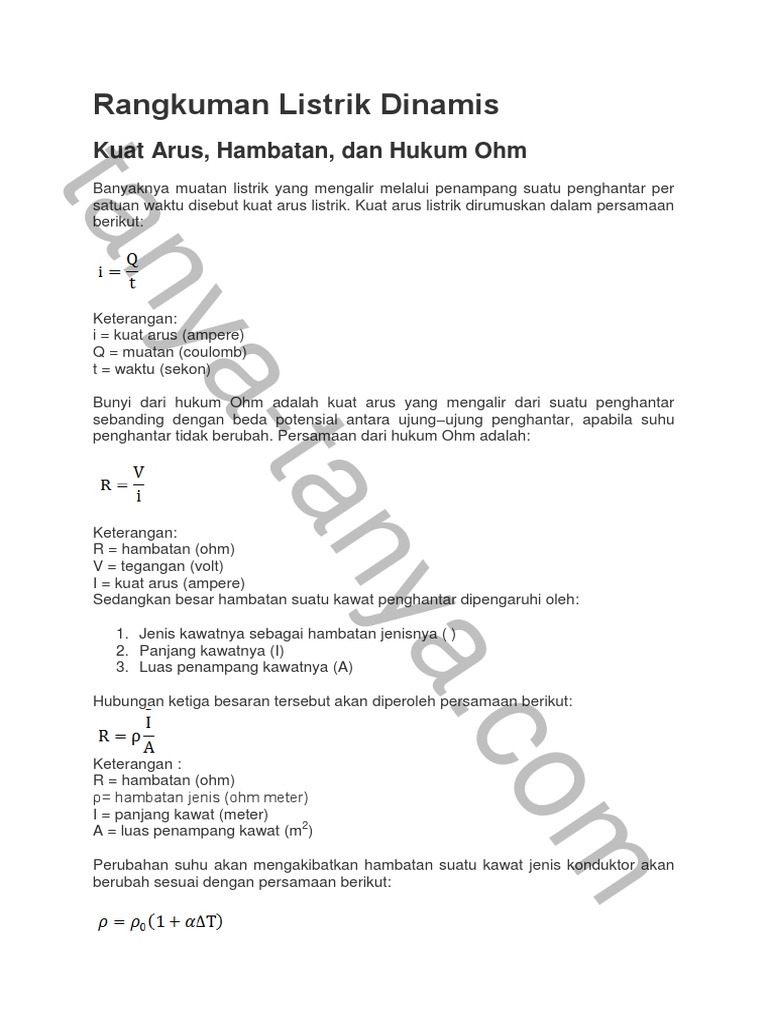 Rangkuman Listrik Dinamis PDF | PDF