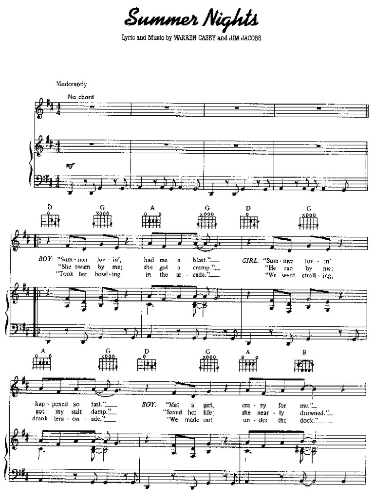Partitura Piano Grease | PDF